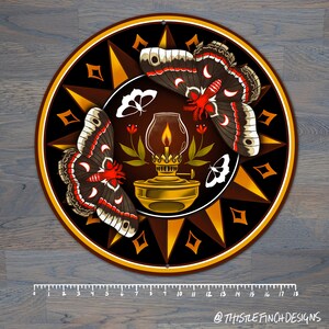 Moth Hex Sign, Metal Wall Art, Pennsylvania Folkart Design, Aluminum ...