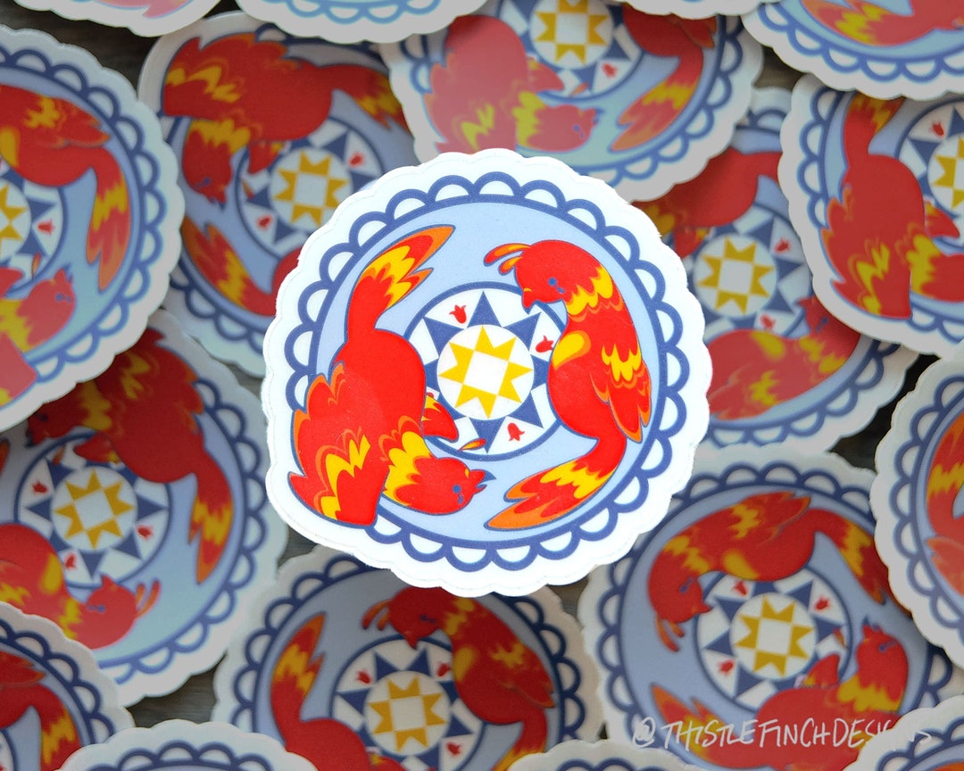 Distelfink, PA Dutch Stickers, Pennsylvania Hex Sign, Folkart, Color ...