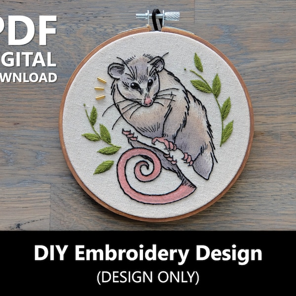 Opossum Embroidery Pattern - Etsy