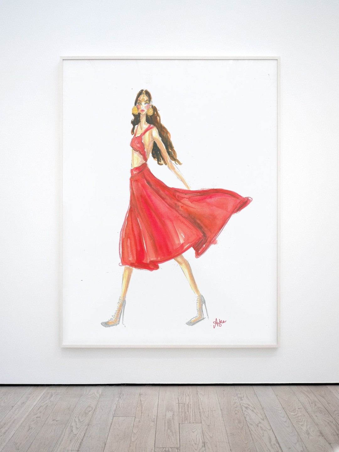 Fashion Sketch Red Dress Print, Downloadable Print Poster Wall Art - Etsy