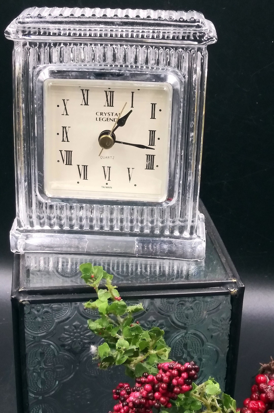 Godinger Crystal Legends Analog Clock. Rectangular Clear Ribbed 24% ...