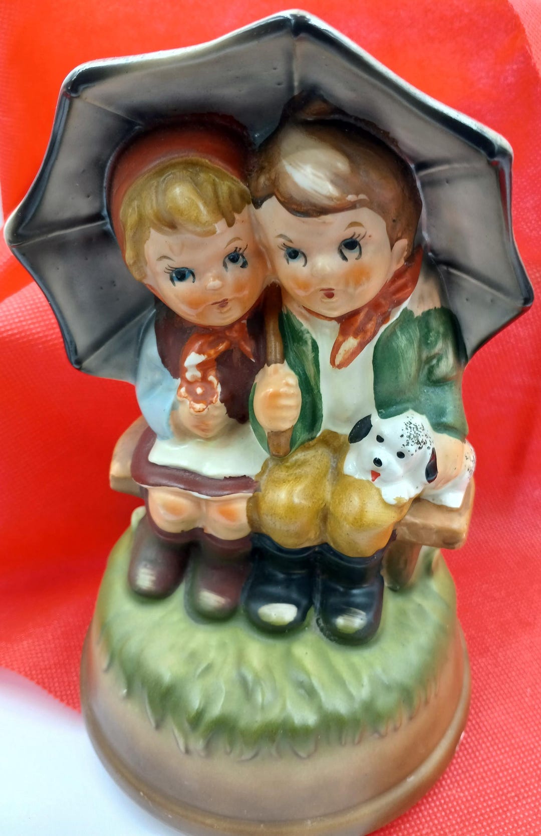 Vintage Hummel Style Music Box: Boy, Girl, Puppy - Plays Love Story ...