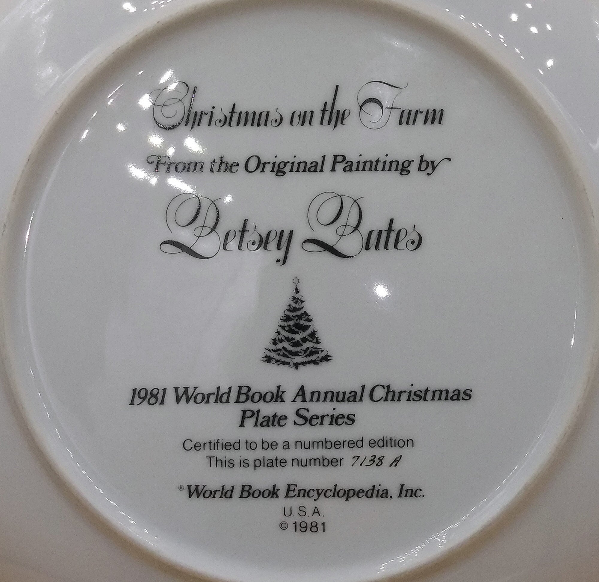 World Book Annual Christmas Plate christmas on the Farm 1981. From ...