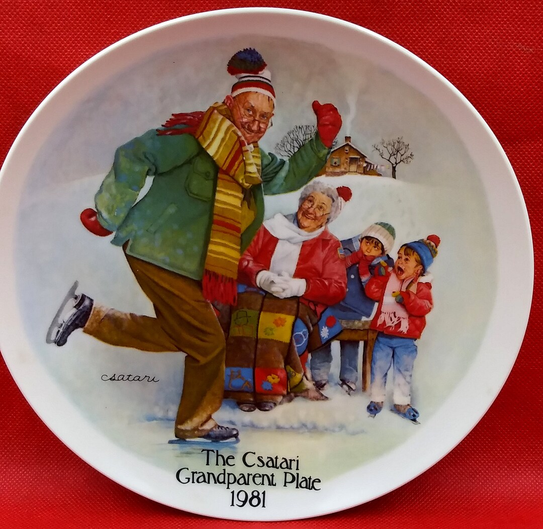 Csatari Grandparents Series 1981 Plate. "the Skating Lesson". Numbered ...