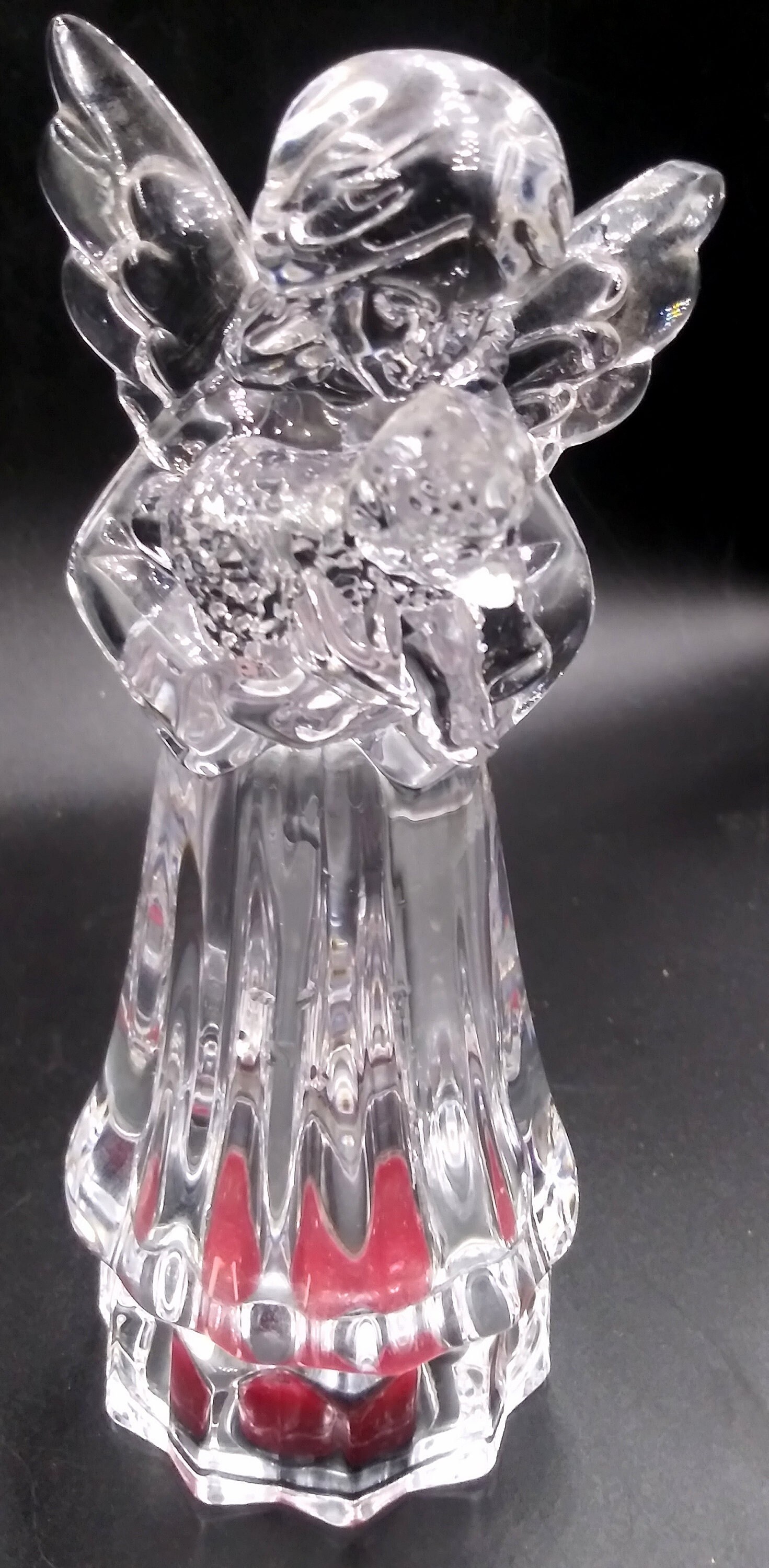 Heavy Cut Glass Angel Figurine/candle Holder With Lamb in Arms. Fluted ...
