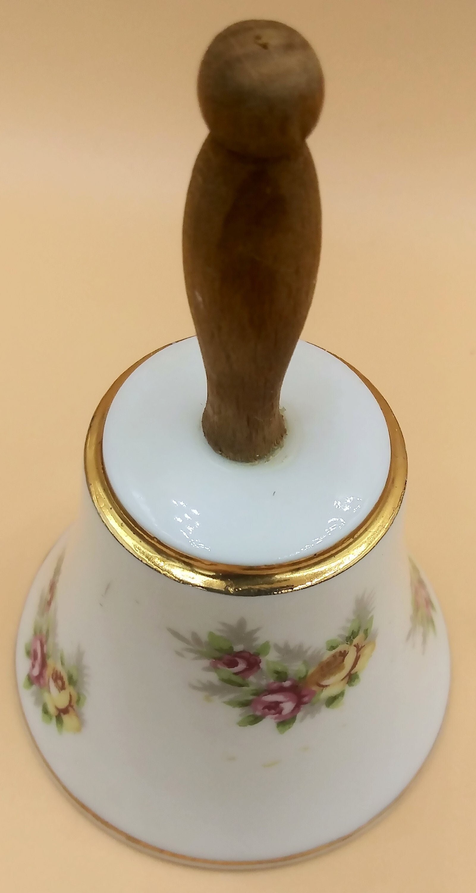 Enesco Imports Japan Porcelain Bell. Small, Delicate, White With Pink ...