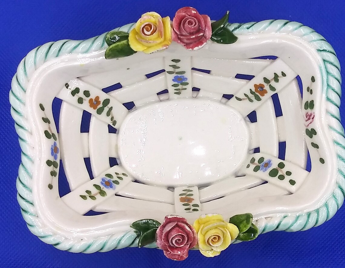 Italian Art Pottery Open Weave Ceramic Basket/bowl. 3D | Etsy