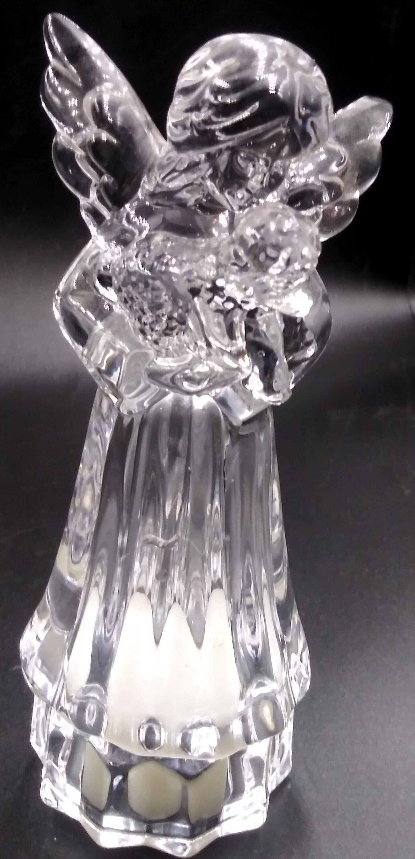 Heavy Cut Glass Angel Figurine/candle Holder With Lamb in Arms. Fluted ...
