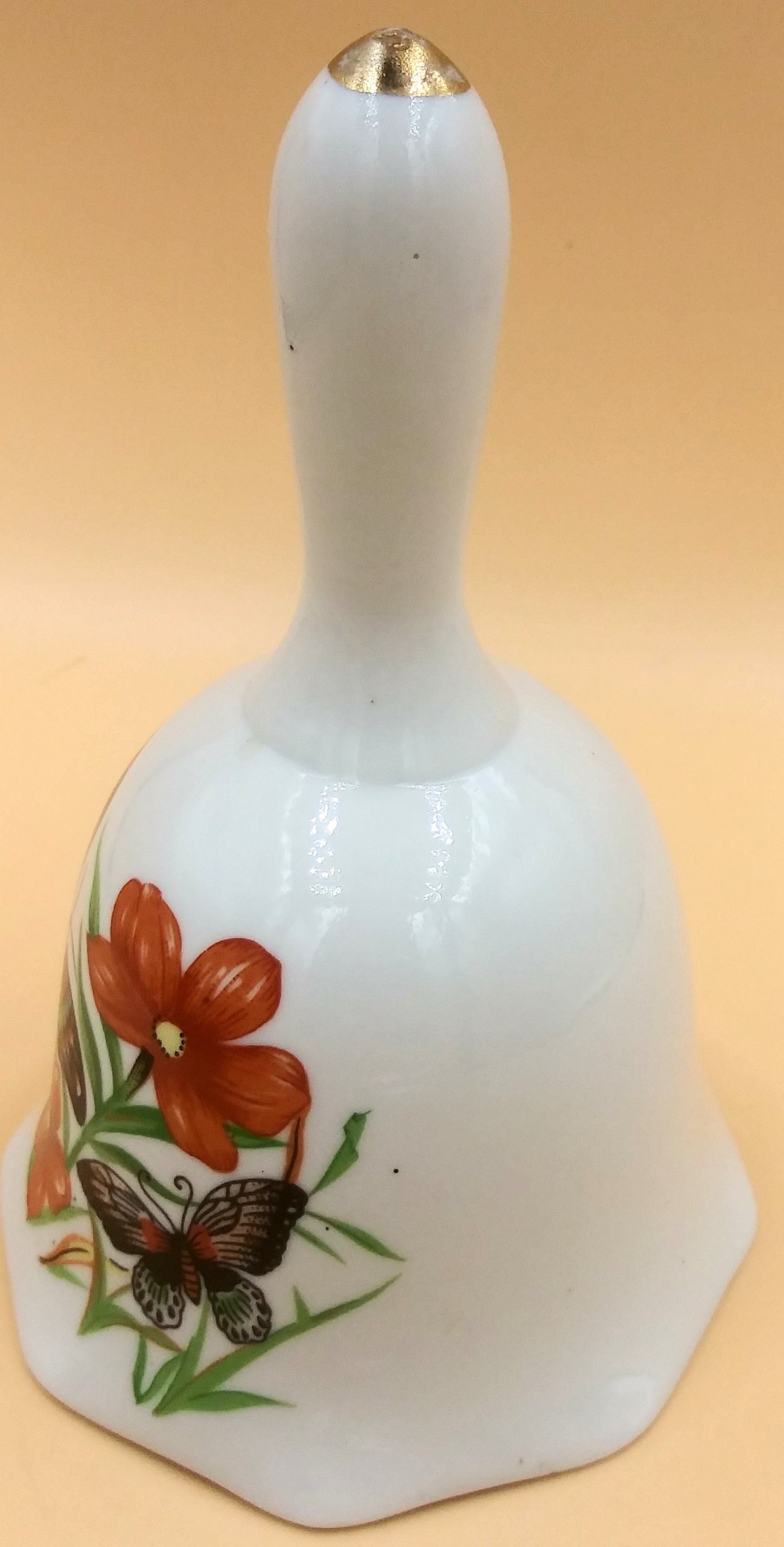 UOGC Taiwan White Porcelain Bell. Large Orange Flowers - Etsy
