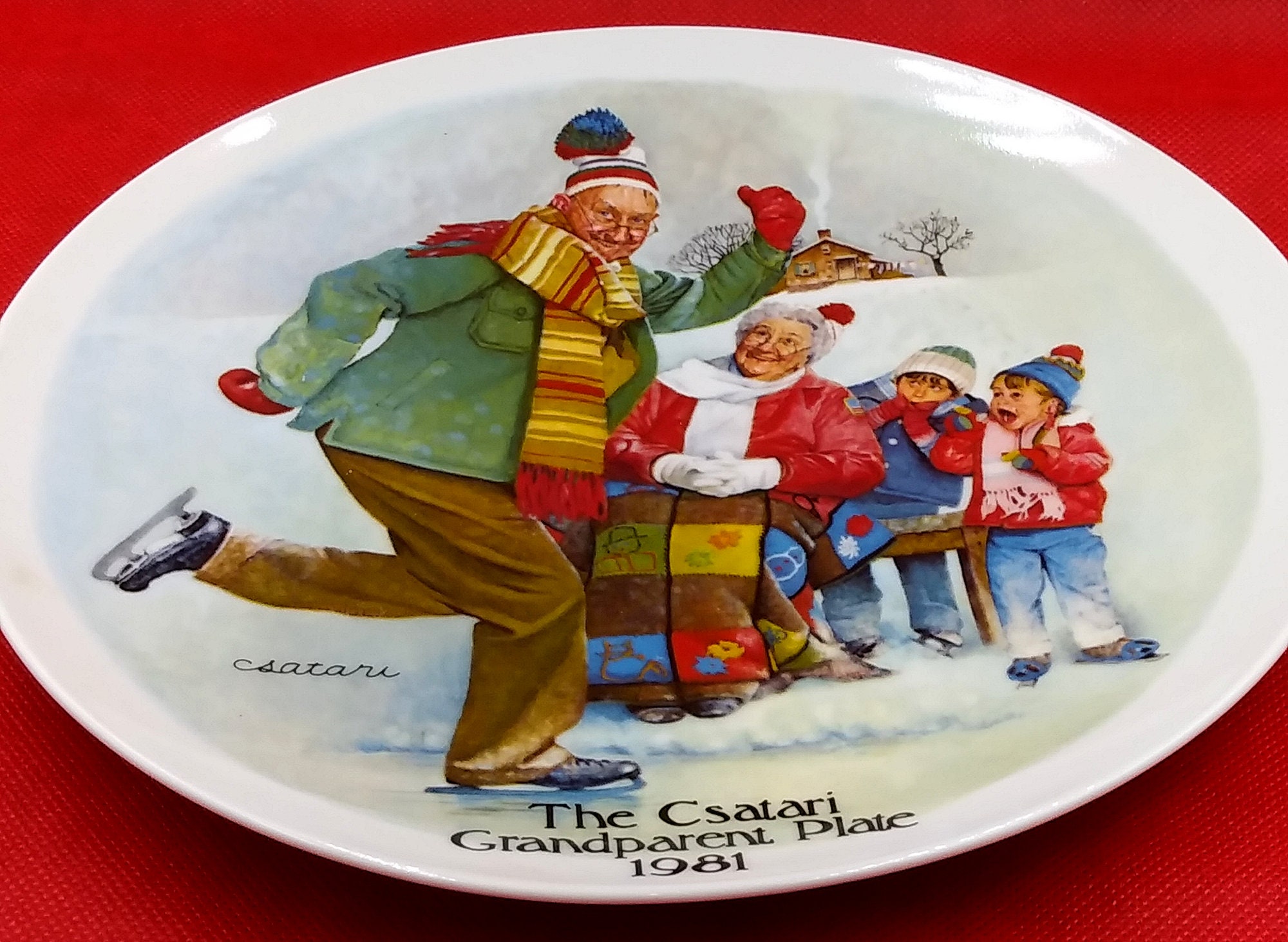 Csatari Grandparents Series 1981 Plate. the Skating Lesson. Numbered ...