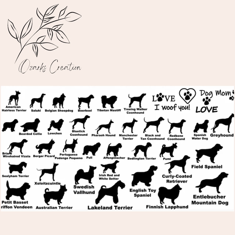 Silueta de perro Razas de perros SVG PNG Descarga digital - Etsy México