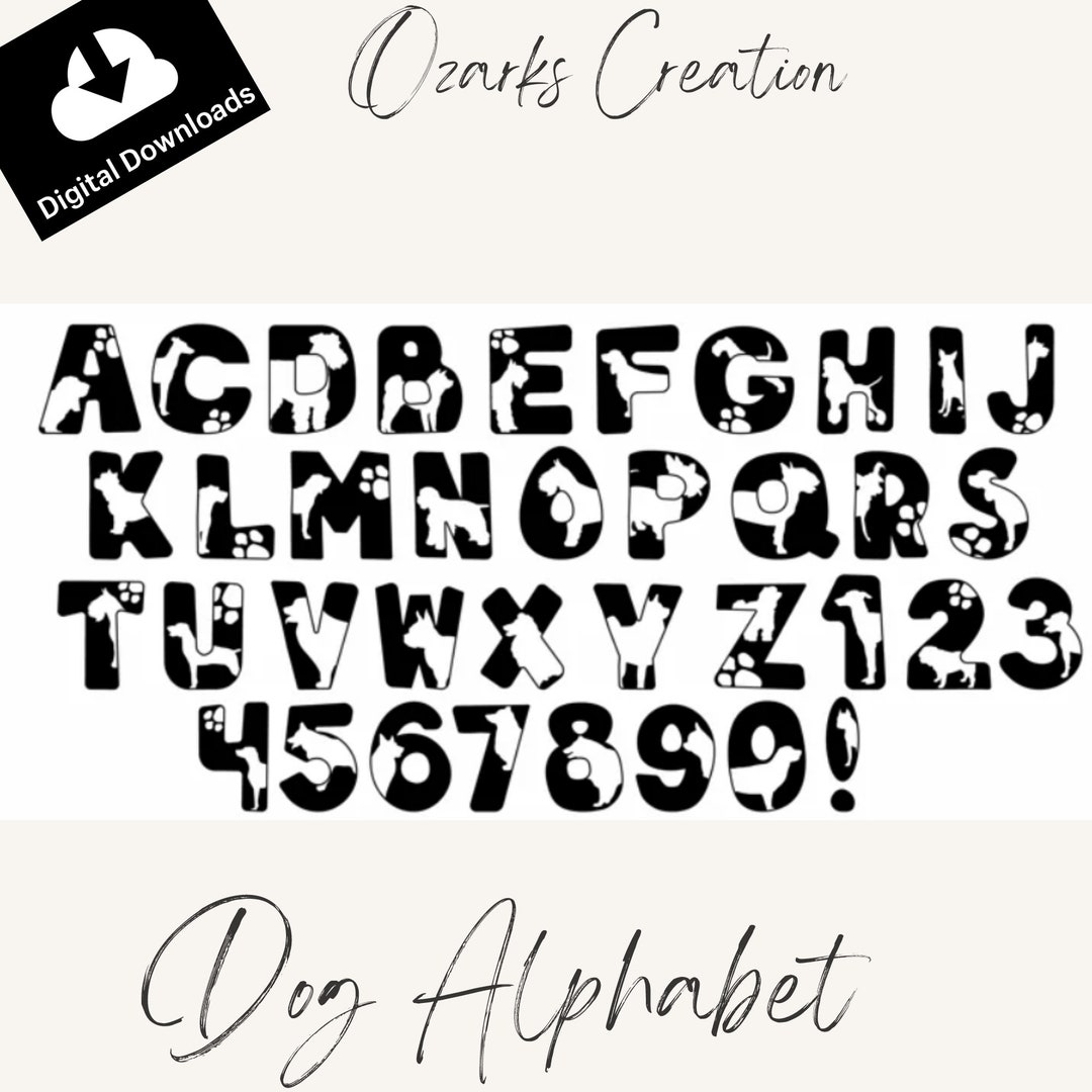 Dog Alphabet Lettering SVG PNG Digital Download - Etsy Australia