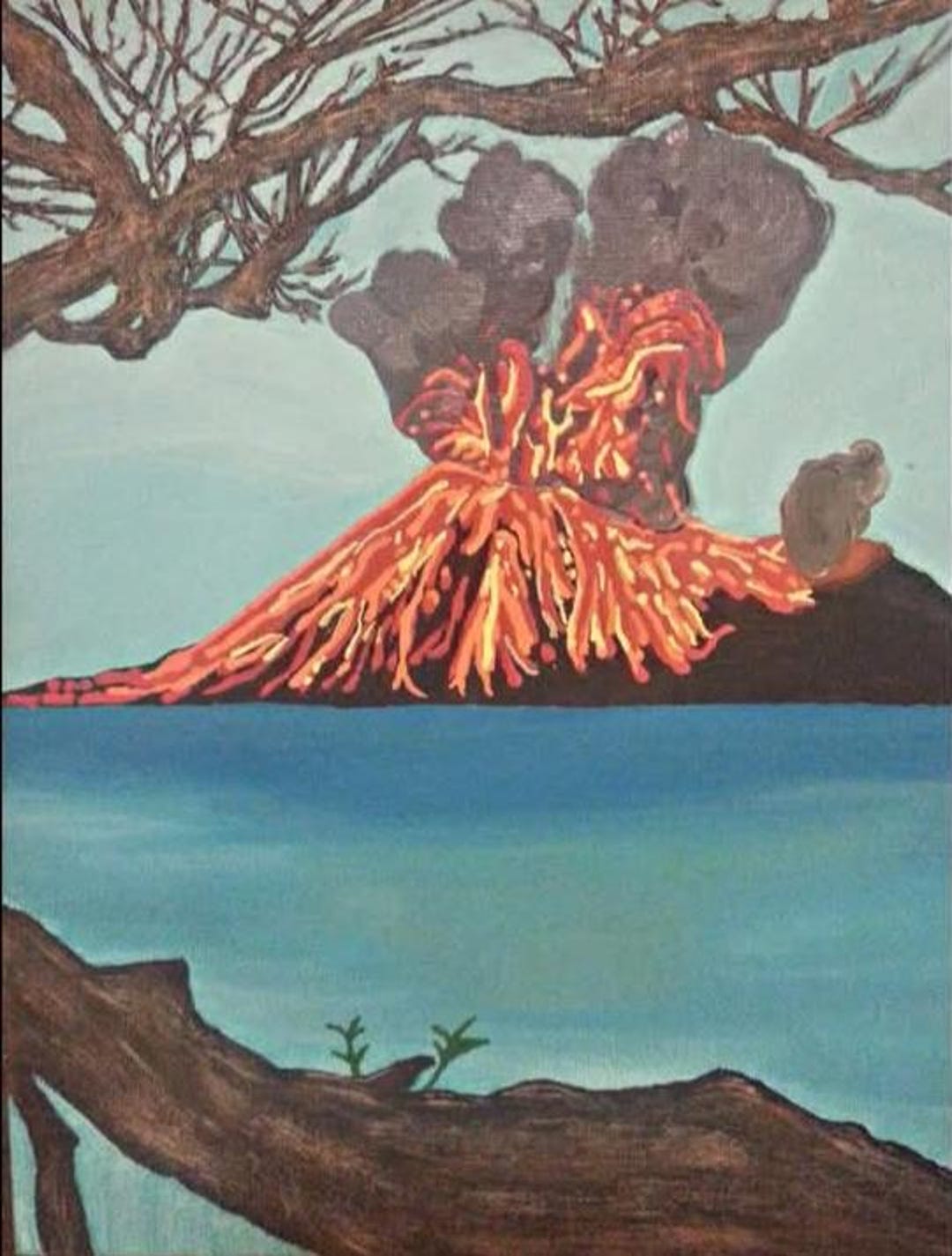 Hawaiian Volcano Acrylic Painting - Etsy
