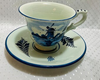Delft Blue Tea Cup and Saucer Delft Blue Coffee Cup Delft Blue Windmill ...