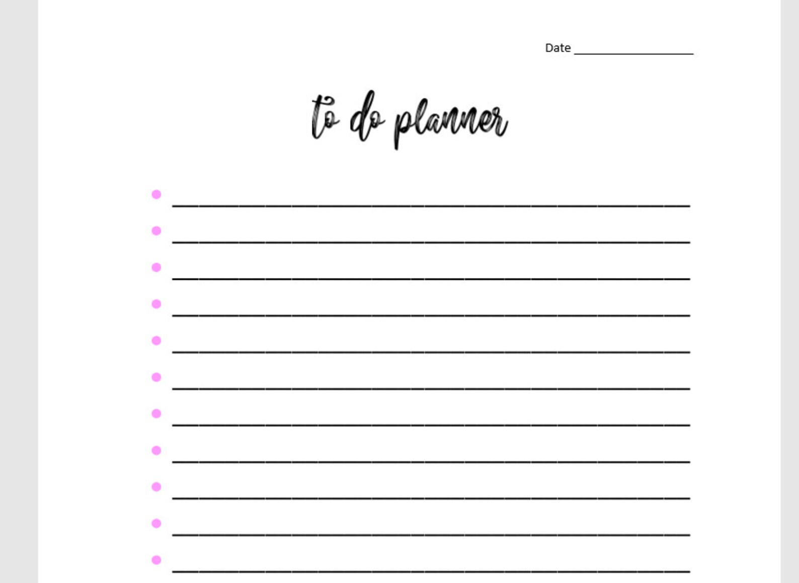 To Do List Planner Things To Do Template To Do Template Etsy