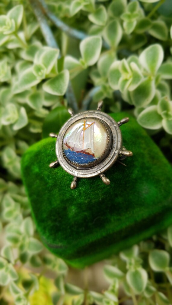 Antique Essex Crystal Nautical Pin/ Brooch with Mothe… - Gem