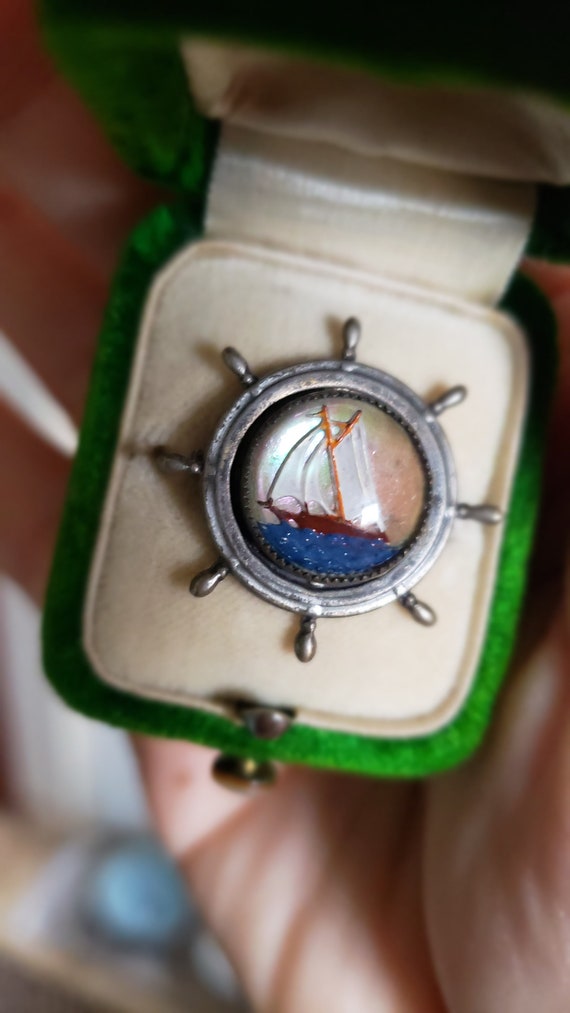 Antique Essex Crystal Nautical Pin/ Brooch with Mothe… - Gem