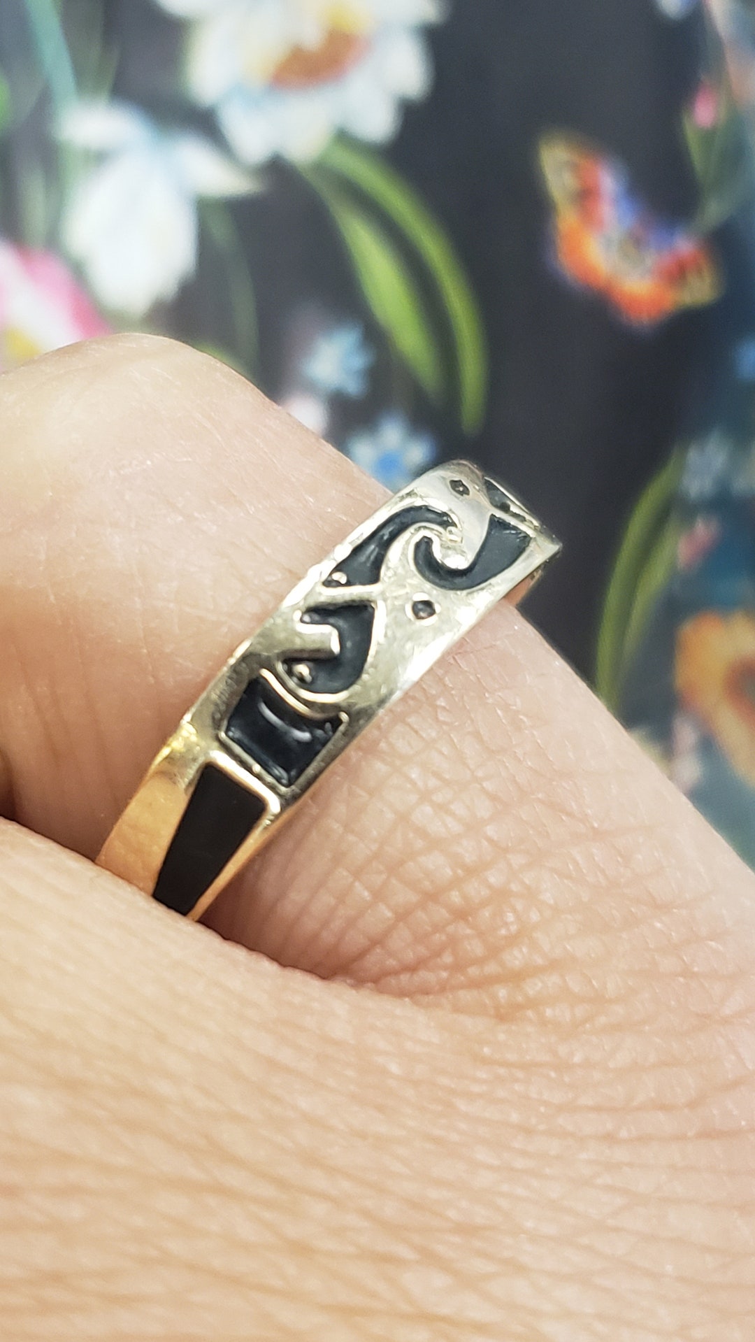 Sold Do Not Purchase Chalmers Day 10K and Black Enamel Ring, Native ...