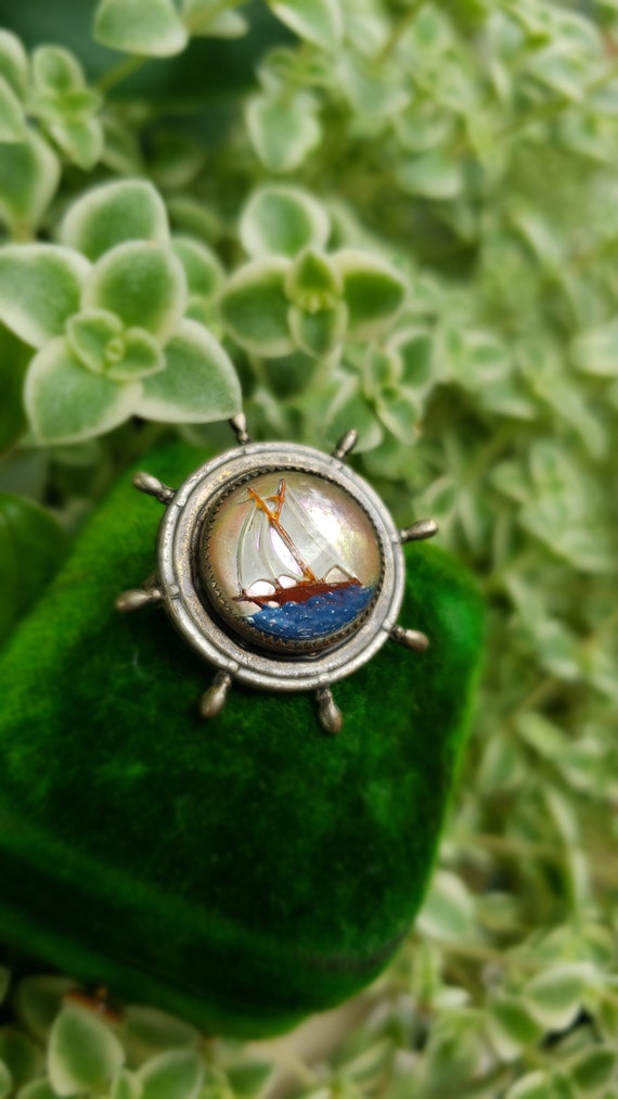 Antique Essex Crystal Nautical Pin/ Brooch with Mothe… - Gem