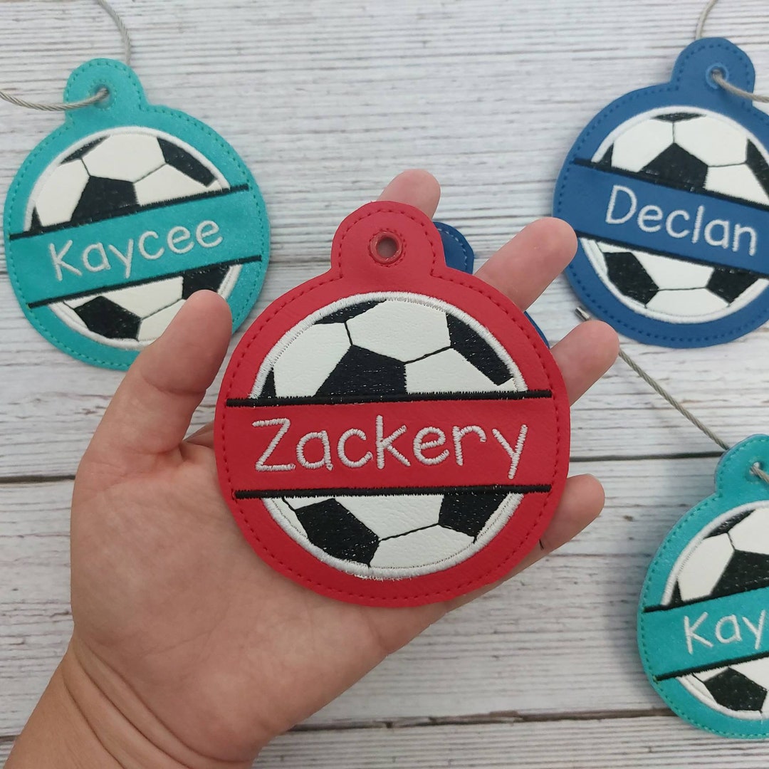 Soccer Name Tag Personalized Embroidered Soccer Bag Tag - Etsy