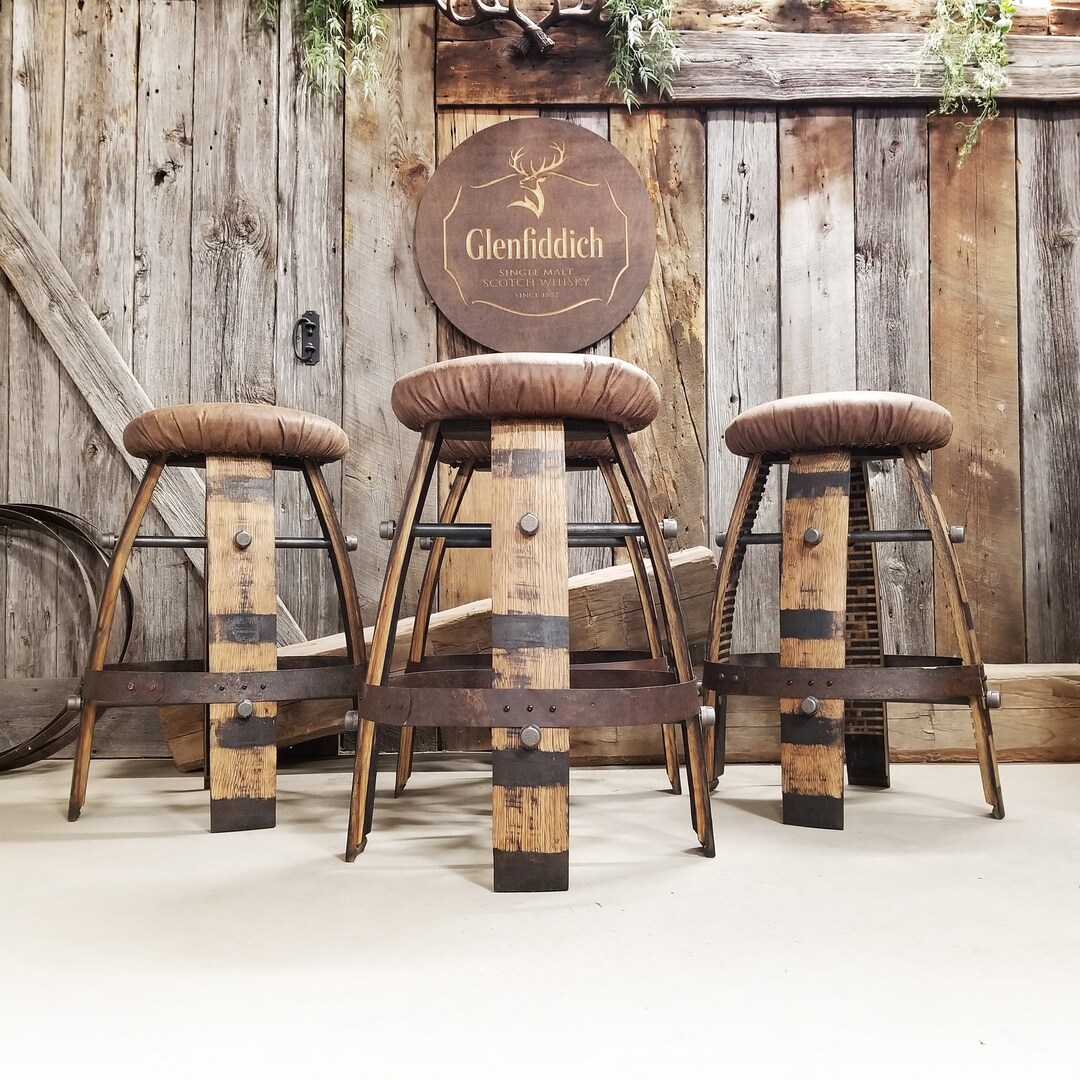 Barrel Bar Stool Bar Mancave Whiskey Barrel Table Handcrafted From A ...