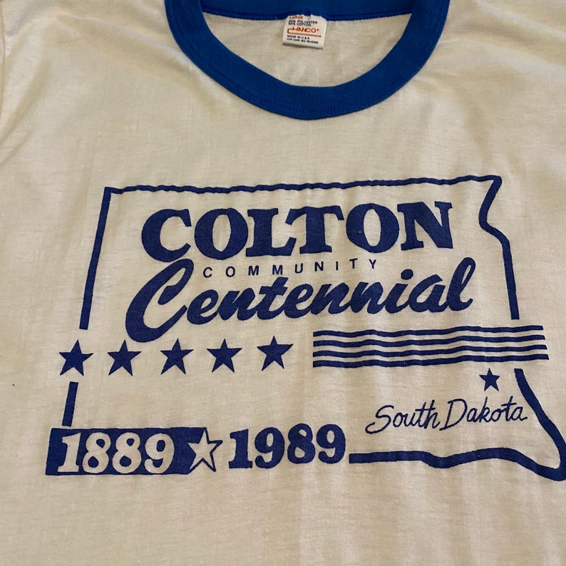 Vintage Colton South Dakota Centennial Ringer Tee '80s - Etsy