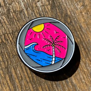 Aperture Beach Sunset Enamel Pin Badge Neon Version, for Those ...