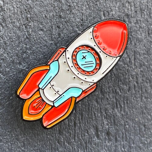 Retro Red Rocket Enamel Pin Badge Blast off With This - Etsy UK