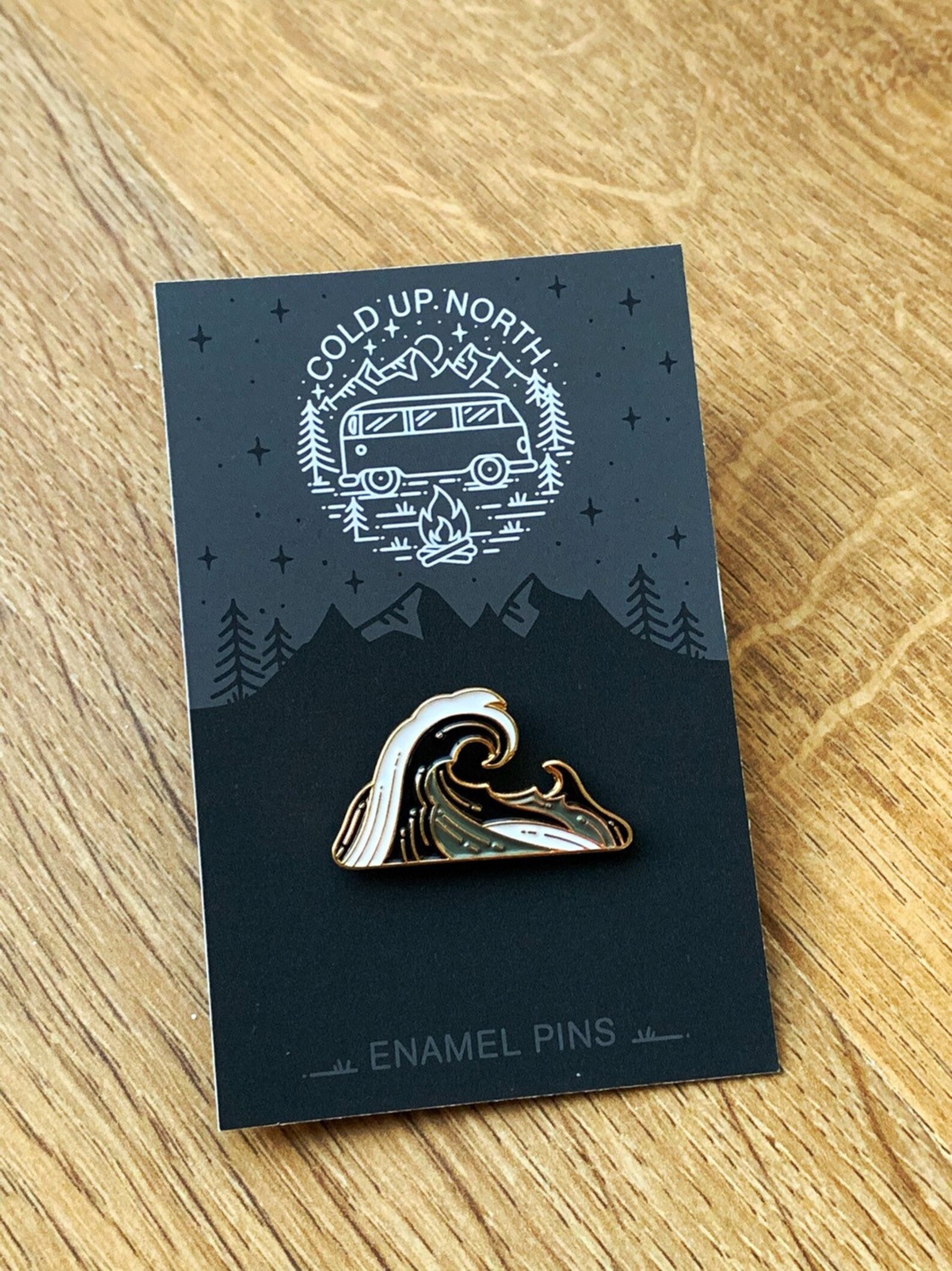 Black Wave Enamel Pin Badge, Designed by Cold up North - Etsy