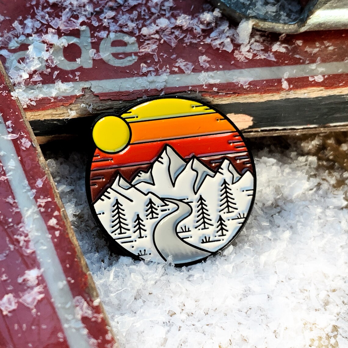 Mountain Sunset Enamel Pin Badge Designed by Cold up North - Etsy