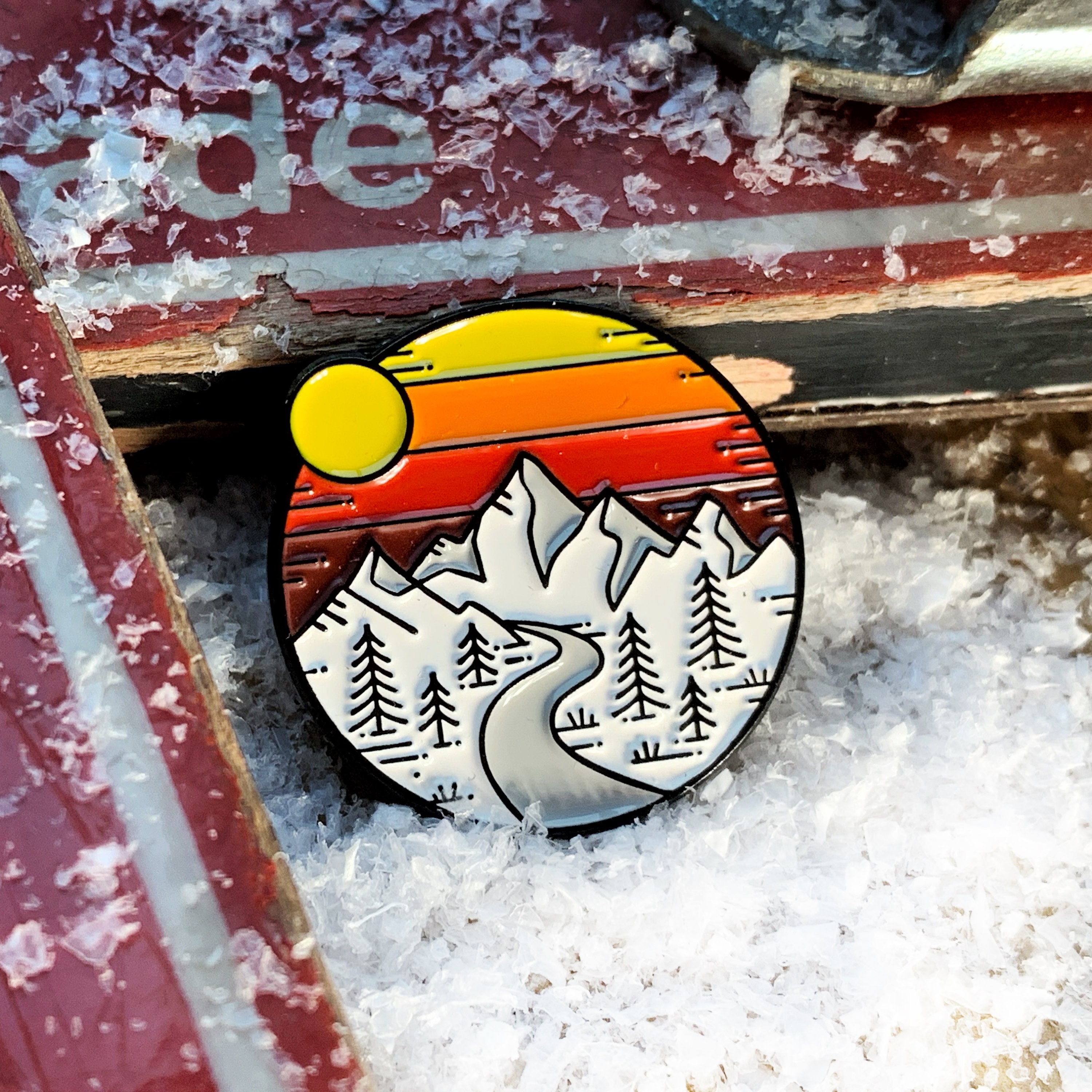 Mountain Sunset Enamel Pin Badge Designed by Cold up North - Etsy