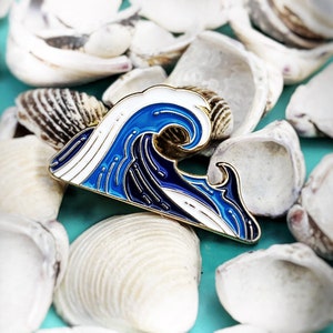 Wave Enamel Pin Badge, Designed by Cold up North - Etsy