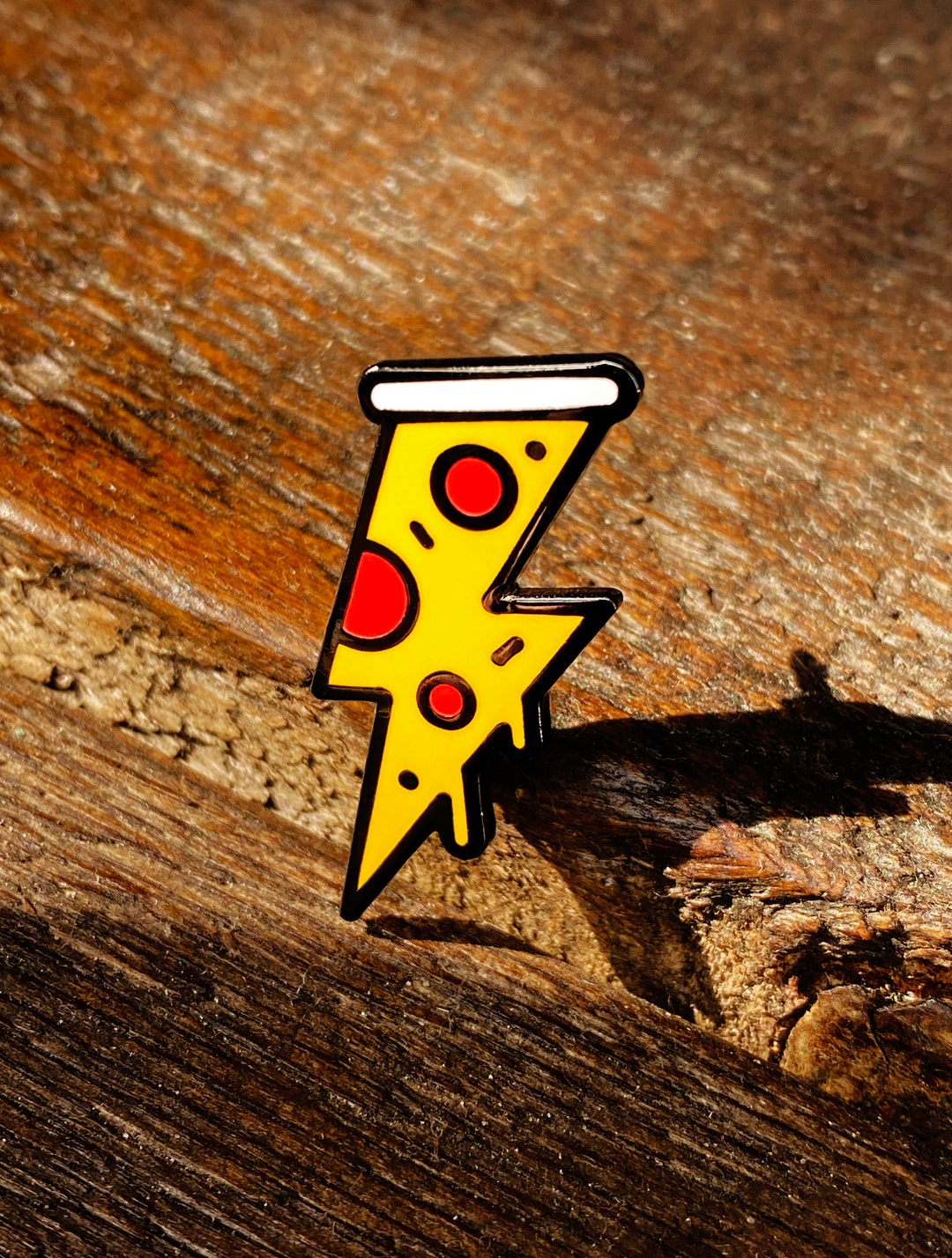 Pizza Lightning Bolt Hard Enamel Pin Badge, This Pin Might Be a Little ...