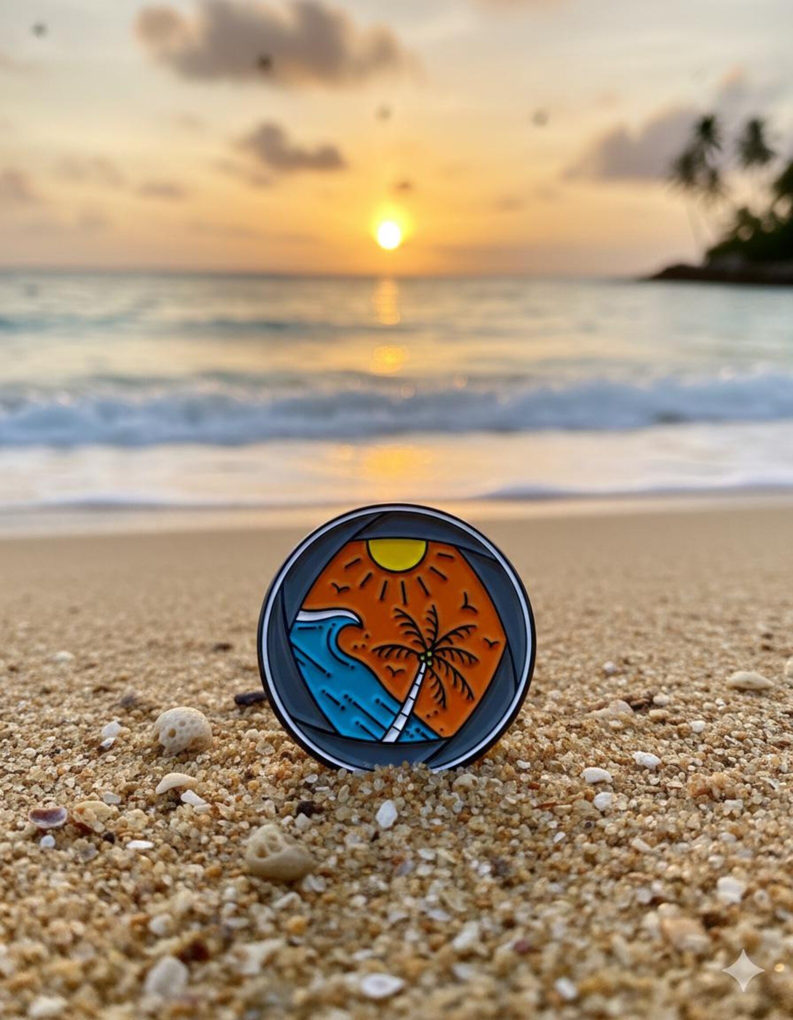 Aperture Beach Sunset Enamel Pin Badge, for Those Travellers Out There ...