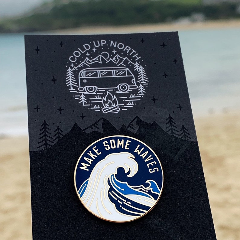 Make Some Waves Blue Hard Enamel Pin Badge, Designed by Matt Carter - Etsy
