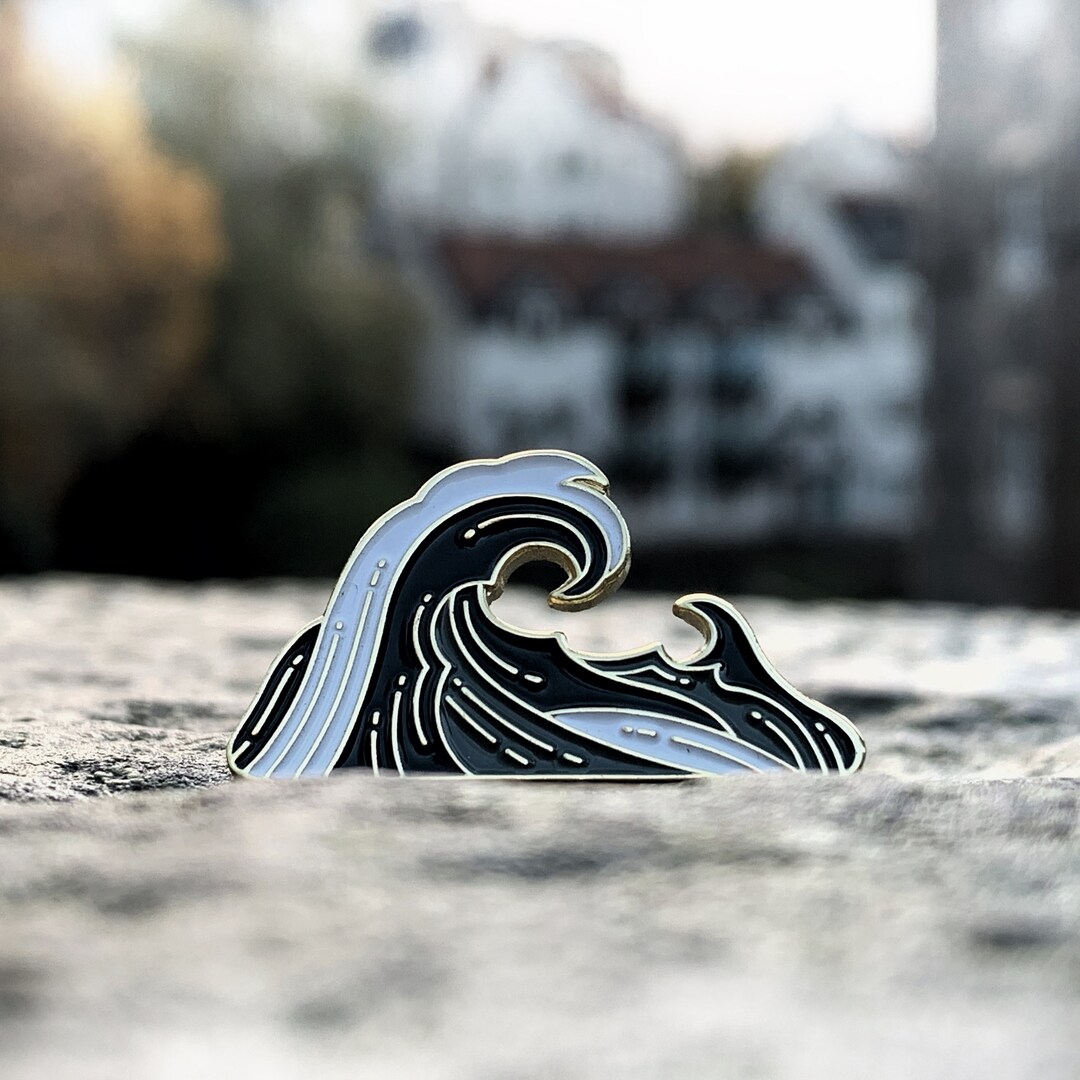 Black Wave Enamel Pin Badge, Designed by Cold up North - Etsy
