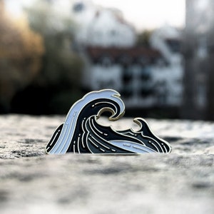 Black Wave Enamel Pin Badge, Designed by Cold up North - Etsy