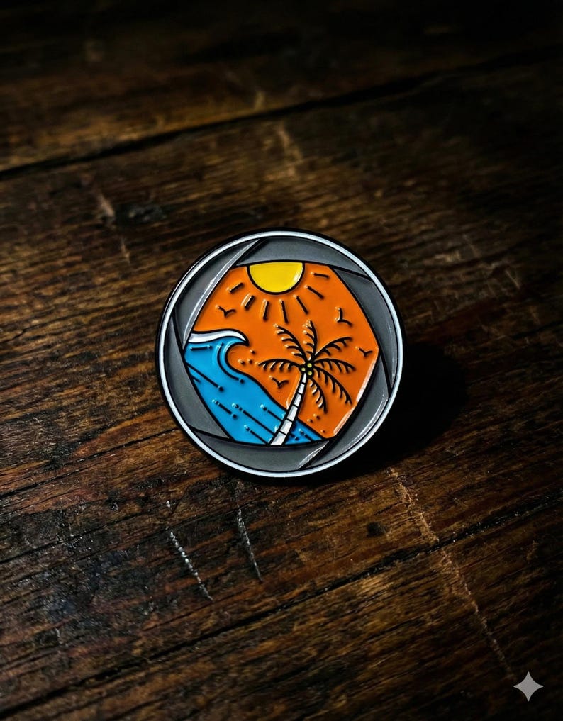 Aperture Beach Sunset Enamel Pin Badge, for Those Travellers Out There ...