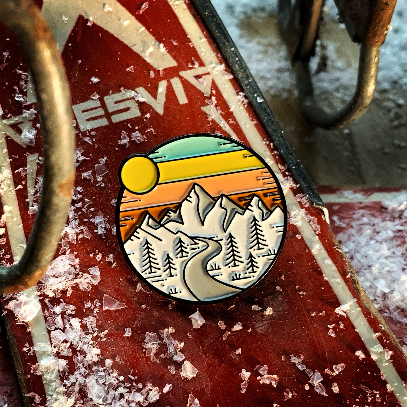 Pastel Mountain Sunset Enamel Pin Badge for Those Who Love - Etsy UK