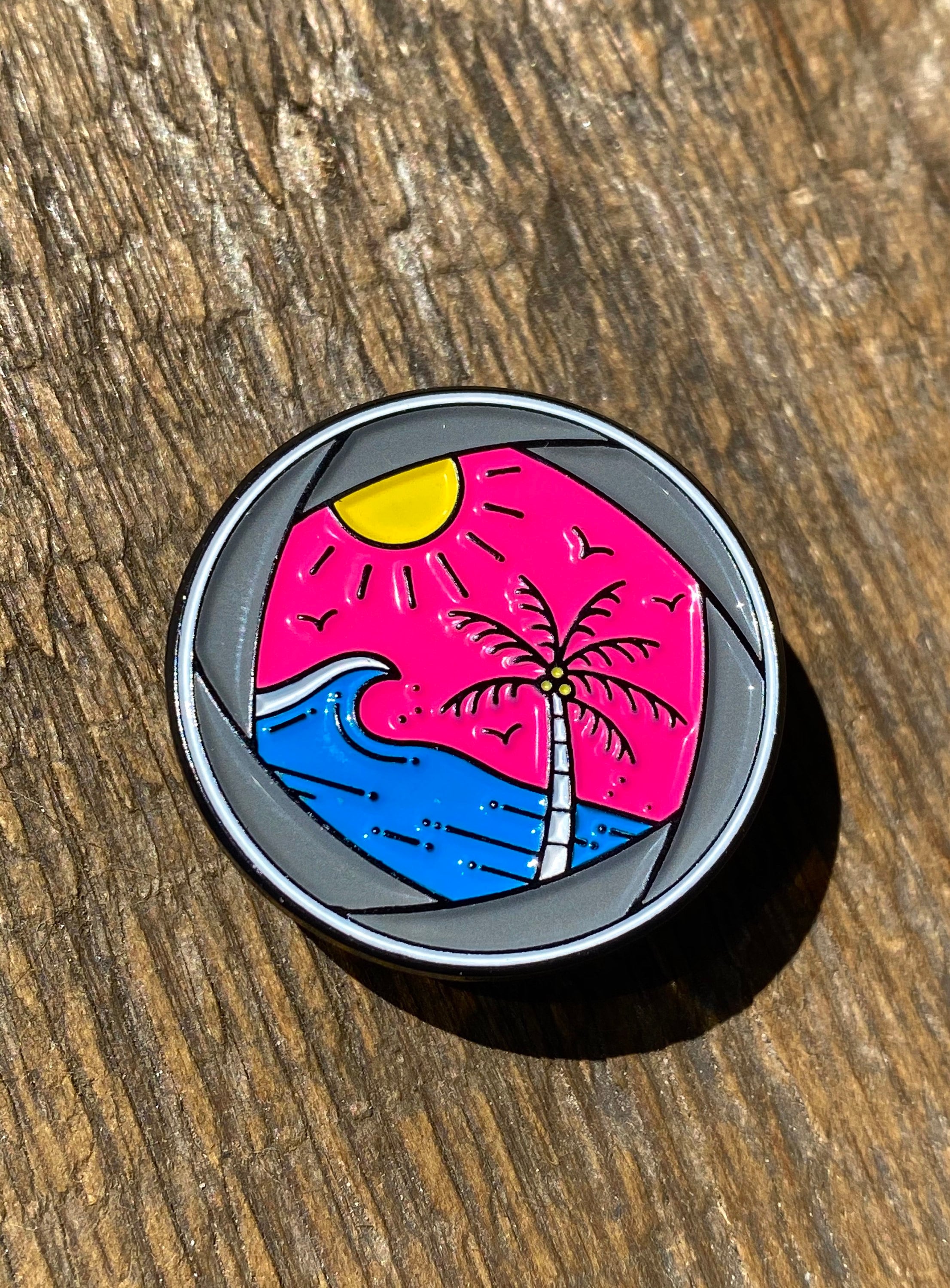 Aperture Beach Sunset Enamel Pin Badge Neon Version, for Those ...