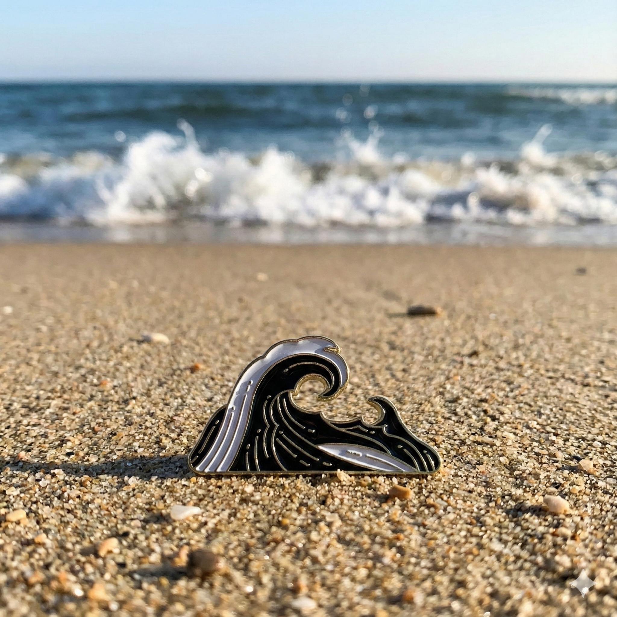 Black Wave Enamel Pin Badge, Designed by Cold up North - Etsy