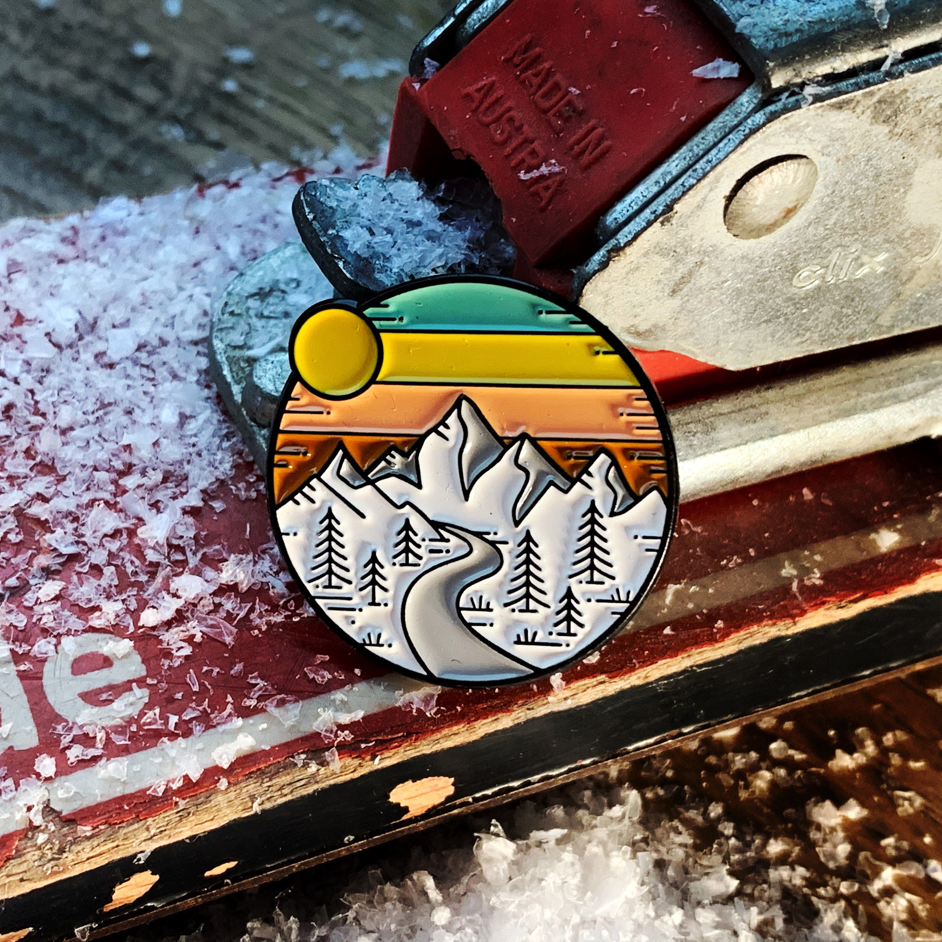 Pastel Mountain Sunset Enamel Pin Badge, for Those Who Love the Great ...