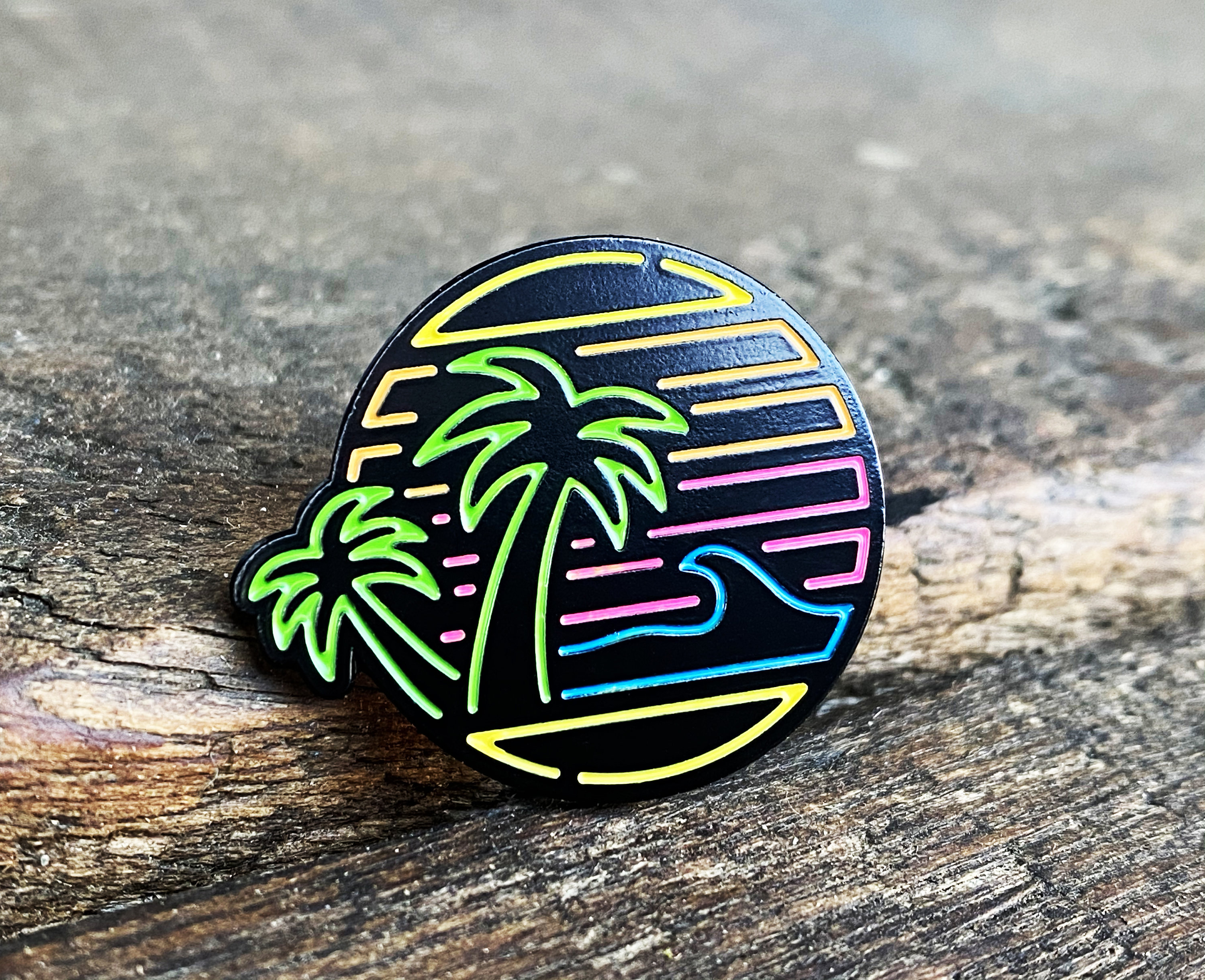 Neon Beach Sunset Enamel Pin Badge Keeping Alive Those Retro - Etsy