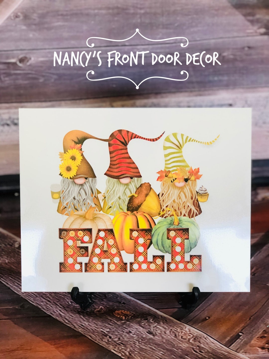 Fall Gnome Metal Sign Autumn Gnome Wreath Sign Fall Gnome Wall Hanging ...