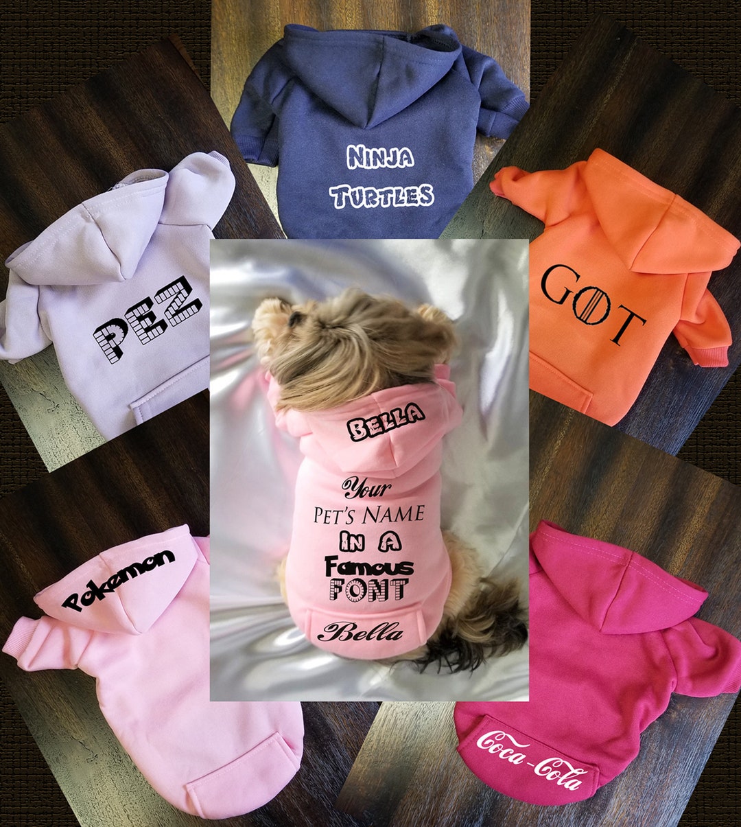 Famous Fonts 2 | Choice of 5 Fonts| Custom Pet Clothes | Pet Hoodie ...