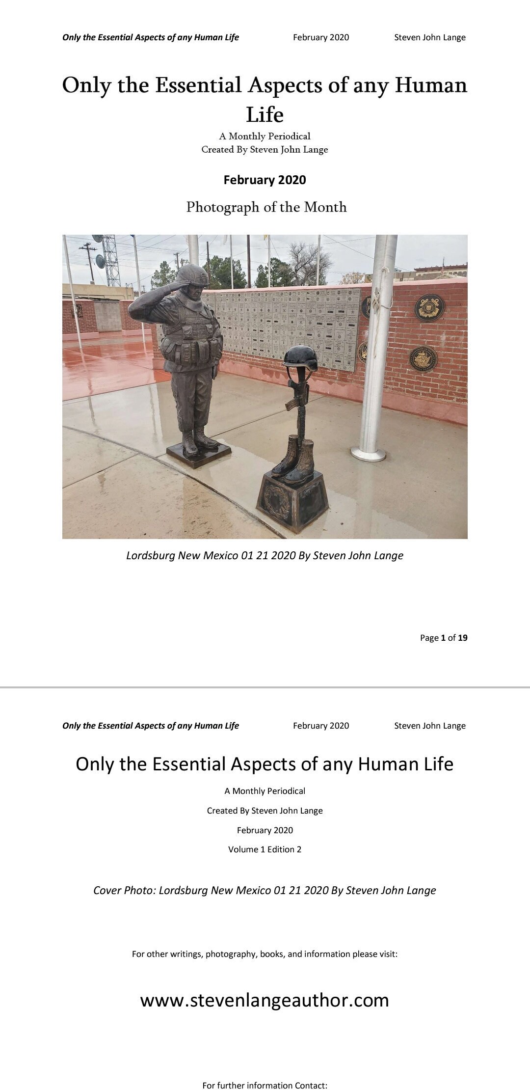 Only the Essential Aspects of Any Human Life Volume 1 Edition 2 ...