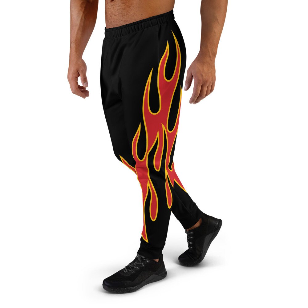FLAMES Sweatpants, MONSTER TRUCK Men's Joggers , Biker Pants, Mens ...
