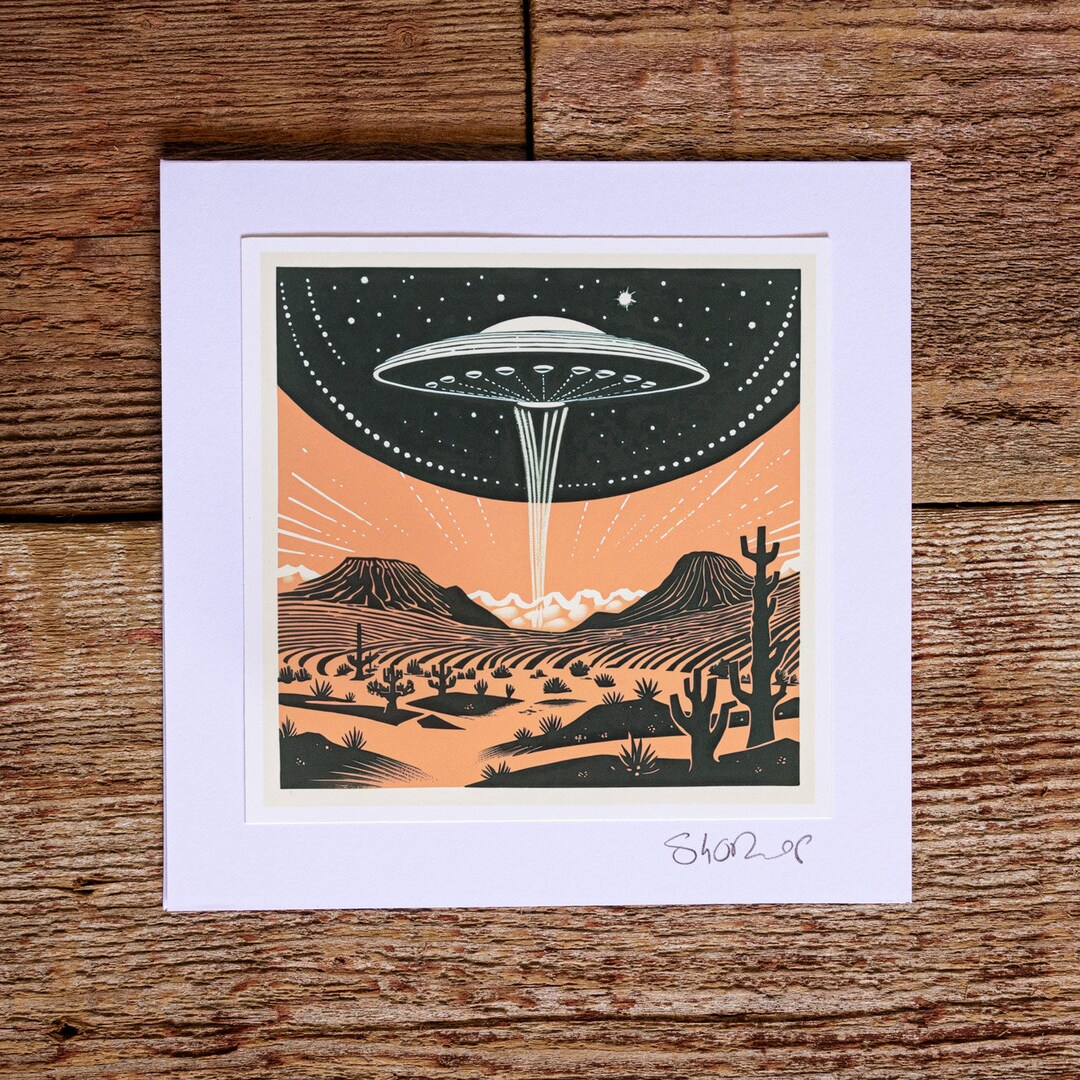 Retro 1960s Alien Spaceship Set of 4 Blank - Etsy