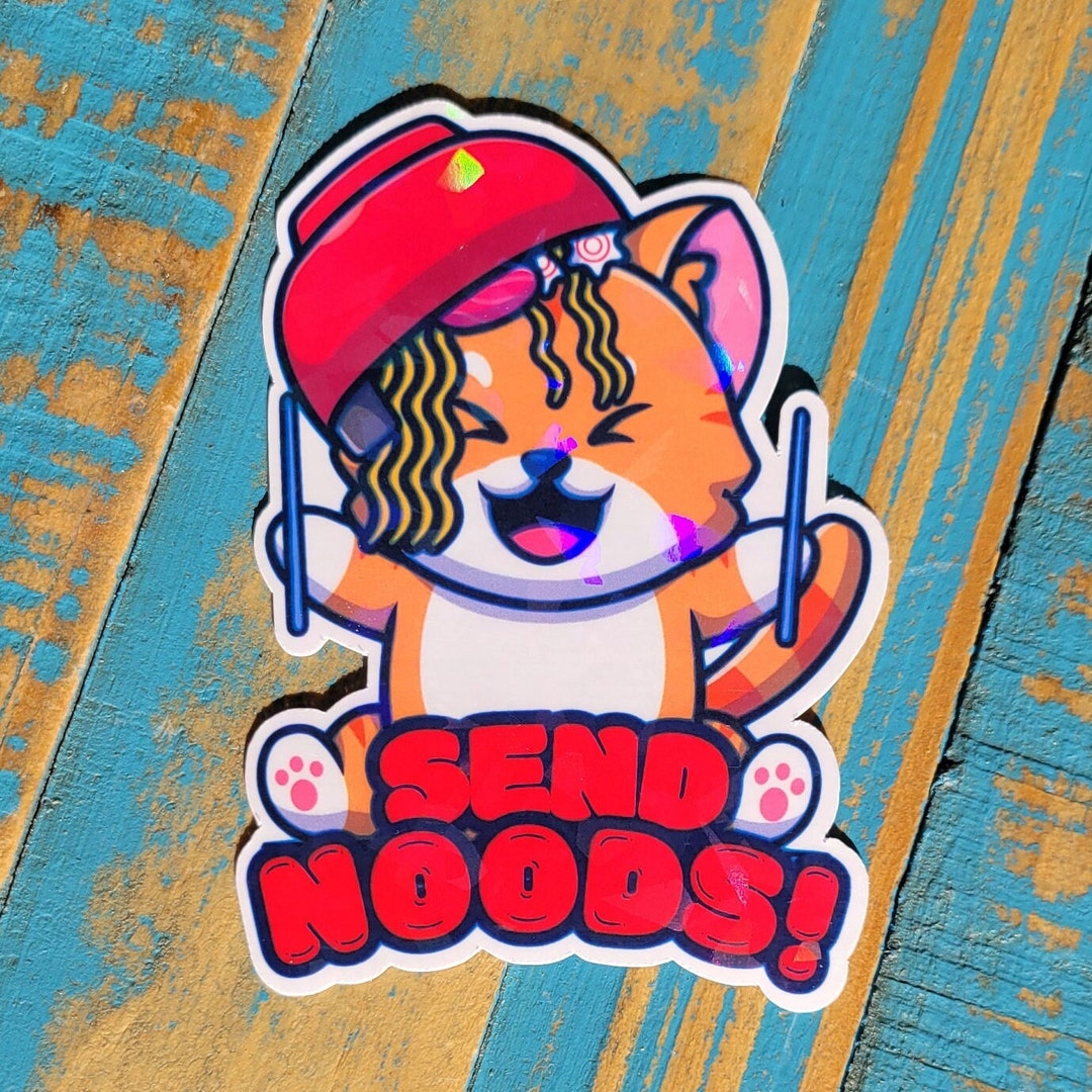 Send Noods Funny Cute Ramen Sticker | Cat Sticker - Etsy