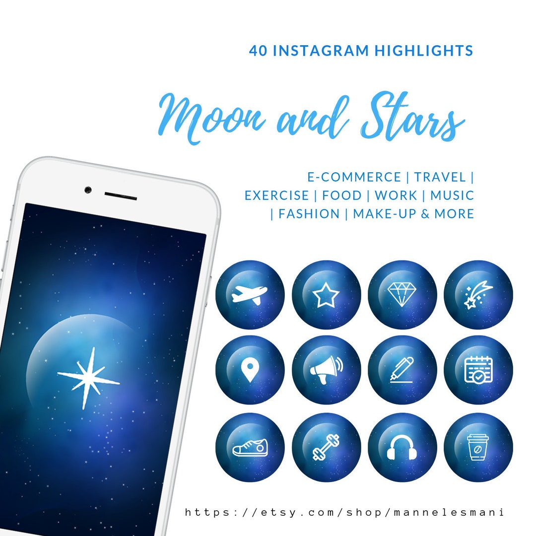 50 Moon and Stars Instagram Highlight Icons, Instagram Highlight Cover ...